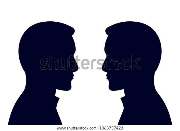 Two Human Silhouettes Opposite Each Other Stock Vector (Royalty Free ...