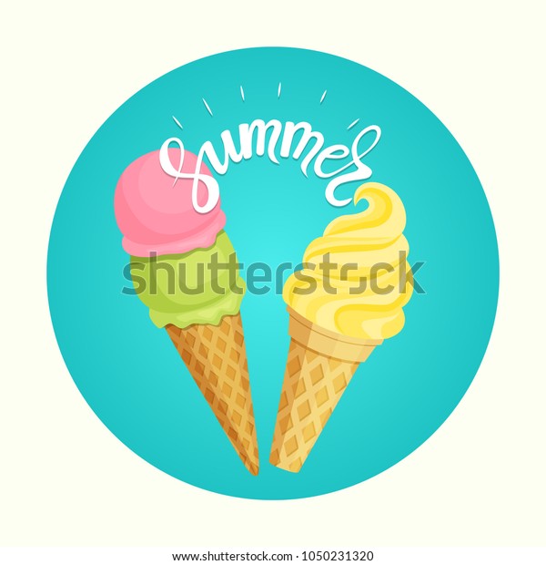 Two Ice Cream Waffle Cone Lettering Stock Vector (Royalty Free ...