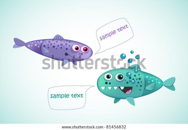 Two Illuminated Little Fish Talking Together Stock Vector (Royalty Free ...