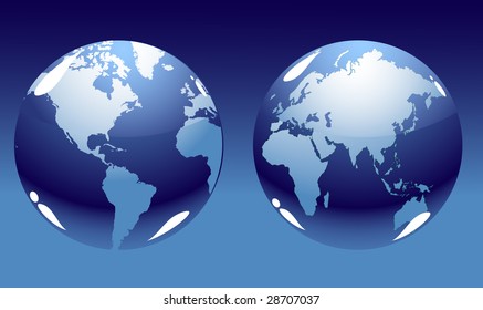 Two Illustrations Shiny World Globes Stock Vector (Royalty Free ...
