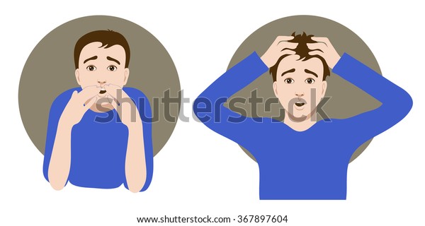 Two Images Scared Cartoon Young Man: เวกเตอร์สต็อก (ปลอดค่าลิขสิทธิ์ ...