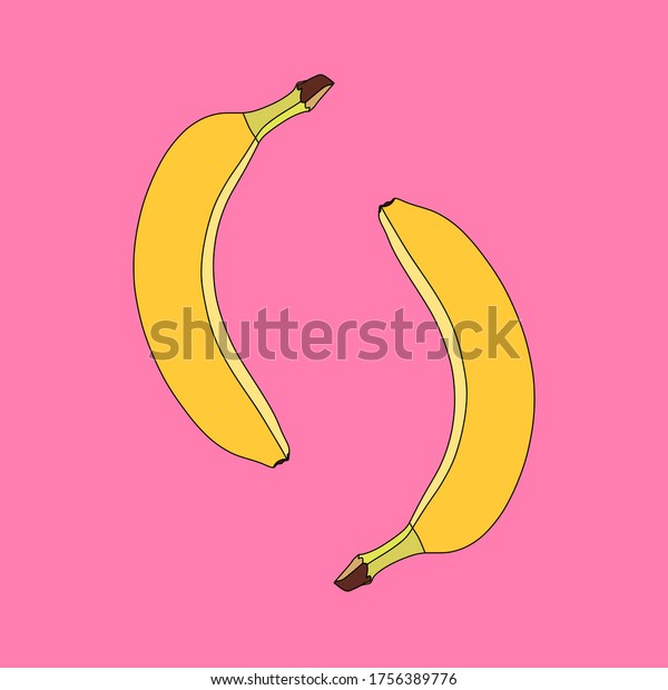 Two Inverted Bananas On Pink Background Stock Vector (Royalty Free ...