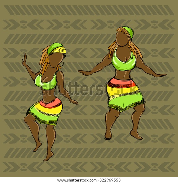 Two Jamaican Women Dance Vector Illustration Stock Vector (Royalty Free ...