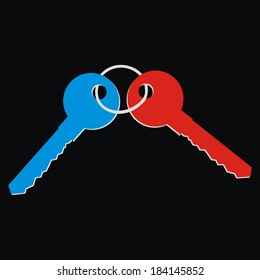 Two Keys Blue Red Key On Stock Vector (Royalty Free) 184145852 ...