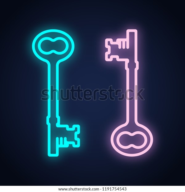 Two Keys Neon Light Design Vector Stock Vector (Royalty Free ...