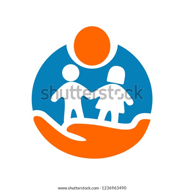 Two Kids Hand Logo Stock Vector (Royalty Free) 1236963490 | Shutterstock