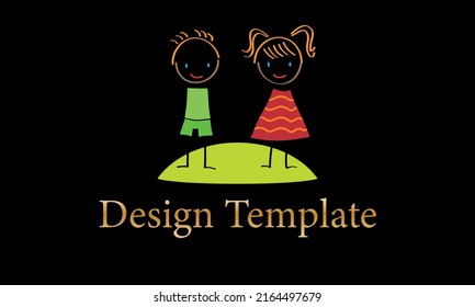 Two Kids Icon Vector Monogram Logo Stock Vector (Royalty Free ...