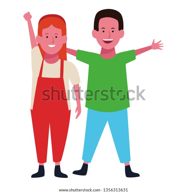Two Kids Smiling Cartoons Stock Vector (Royalty Free) 1356313631 ...