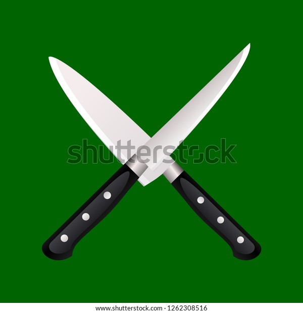 Two Kitchen Knives Cross On Colored Stock Vector (Royalty Free ...