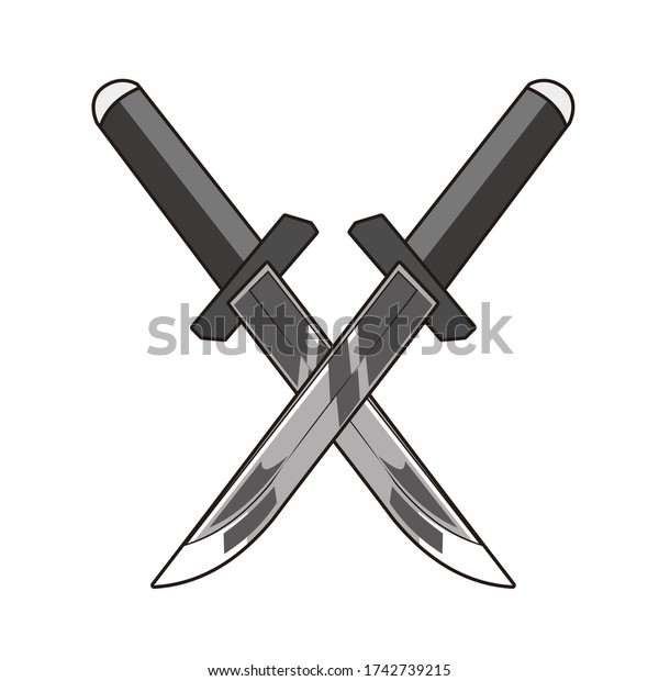 Two Knife Cross Vector Design Ninja Stock Vector (Royalty Free ...