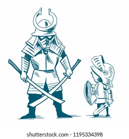 Two Knights Two Warriors Stock Vector (Royalty Free) 1195334398 ...