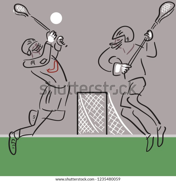 Two Lacrosse Players Action Vector Background Stock Vector (Royalty ...