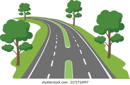 Two Lane Road Vector Illustration Isolated Stock Vector (Royalty Free ...