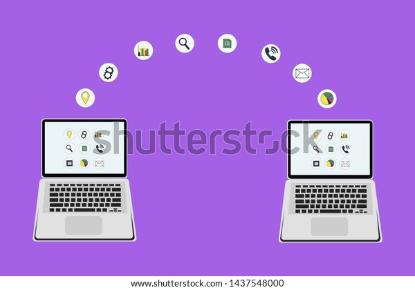 Two Laptops Vector Illustration Icons Devices: vector de stock (libre ...