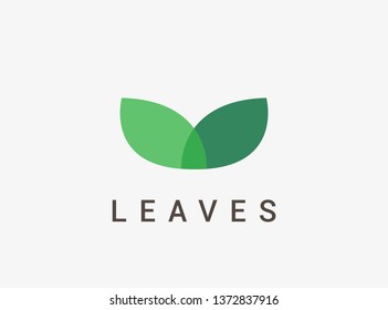 Two Leaf Logo Design Template Element Stock Vector (Royalty Free ...