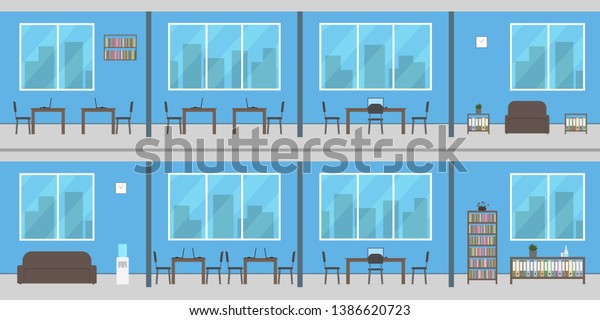 Two Level Office Vector Illustration Stock Vector (Royalty Free ...