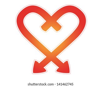 Two Linked Arrows Love Symbol Between Stock Vector (Royalty Free ...