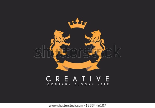 Two Lion Crown Vector Logo Design Stock Vector (Royalty Free ...