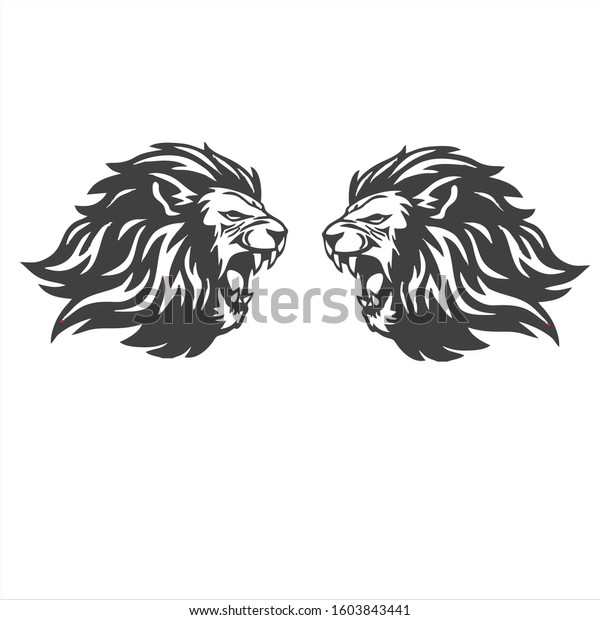 Two Lions Black White Simple Vector Stock Vector (Royalty Free ...