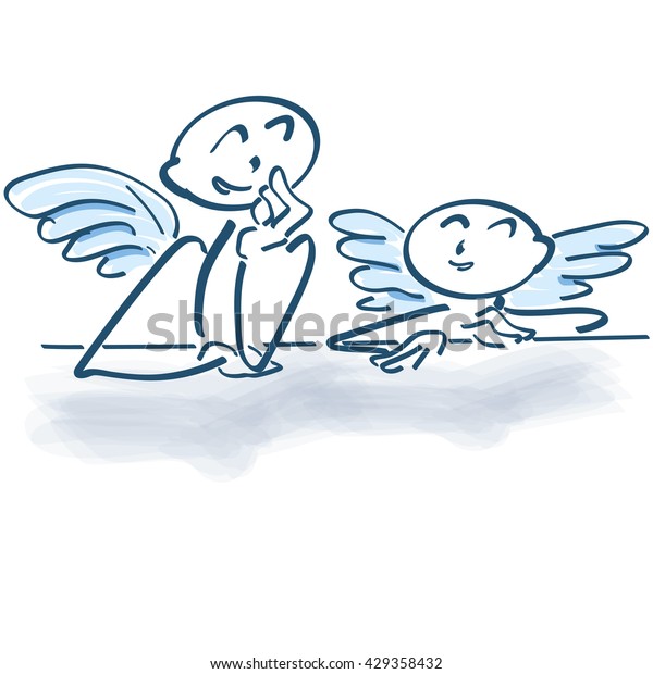 Two Little Angels Stick Figures Stock Vector (Royalty Free) 429358432 ...