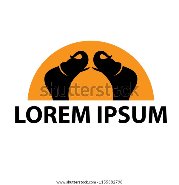 Two Little Elephants Logo Template Stock Vector (Royalty Free ...