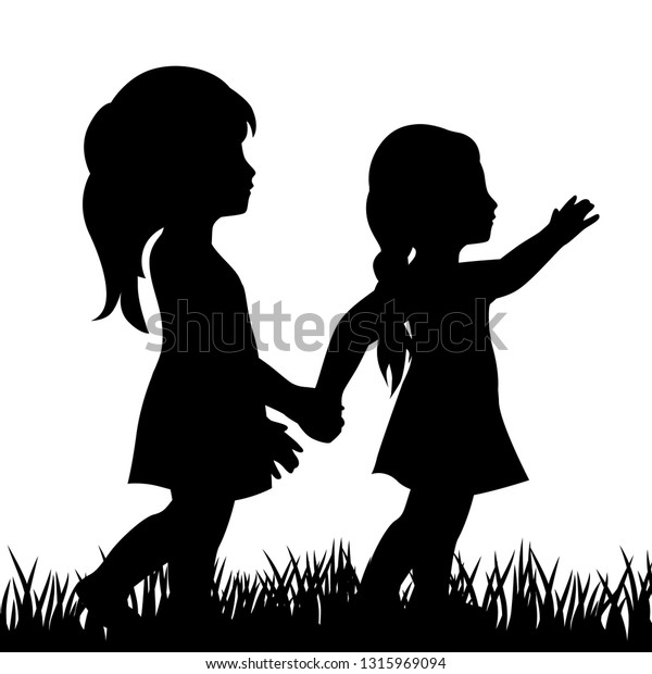Two Little Girls Vector Background Stock Vector (Royalty Free ...