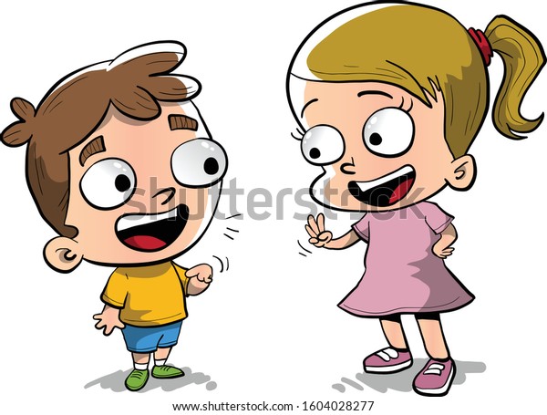 Two Little Kids Talking Each Other Stock Vector (Royalty Free ...
