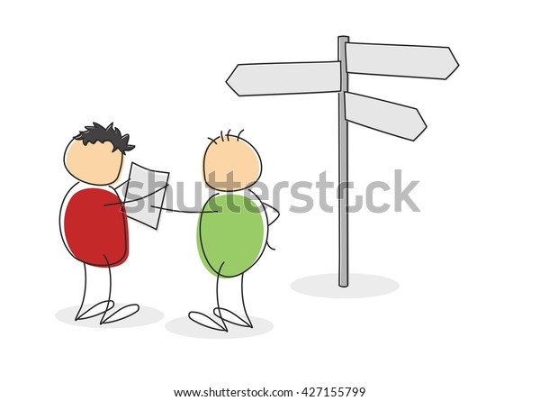 Two Lost Colorful Cartoon Stick Figures Stock Vector (Royalty Free ...