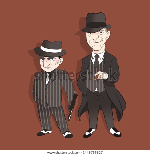 Two Mafia Standing On Brown Background Stock Vector (Royalty Free ...