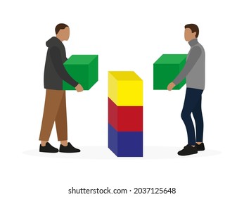 Two Male Characters Large Cubes Their Stock Vector (Royalty Free ...