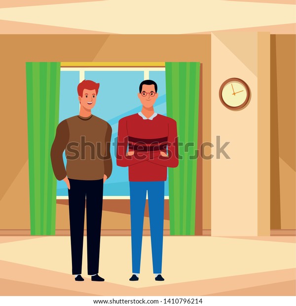 Two Men Avatar Cartoon Character Redhead Stock Vector (Royalty Free ...
