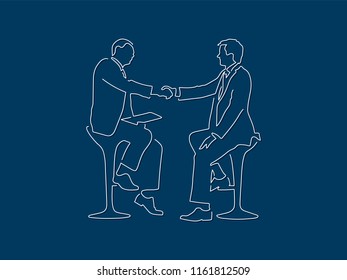 Two Men Having Deal Line Drawing Stock Vector (Royalty Free) 1161812509 ...