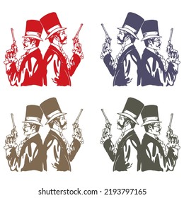 Two Men Pistols Dueling Vector Illustration Stock Vector (Royalty Free ...