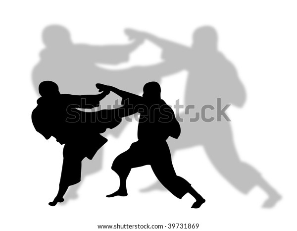 Two Men Playing Karate Shadow On Stock Vector (Royalty Free) 39731869 ...
