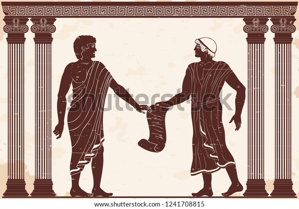 Two Men Talking Ancient Greek Court Stock Vector (Royalty Free ...