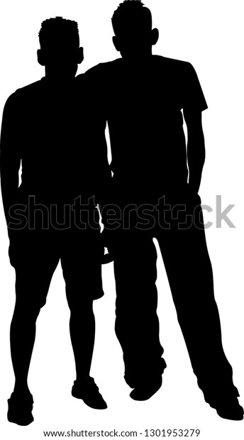 Two Men Together Silhouette Vector Stock Vector (Royalty Free ...