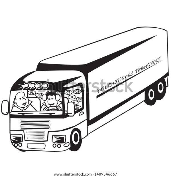 Two Men Truck Cab Funny Vector Stock Vector (Royalty Free) 1489546667 ...