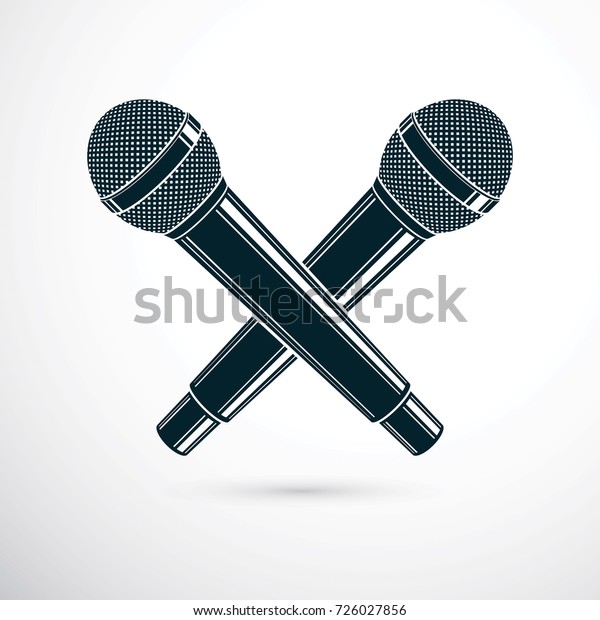 Two Microphones Crossed Vector Illustration Social Stock Vector ...