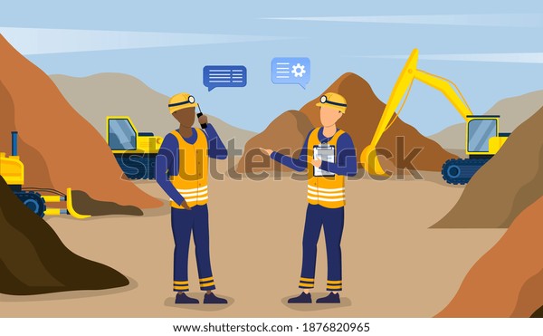 Two Miners Working Quarry Engineers Using Stock Vector (Royalty Free ...