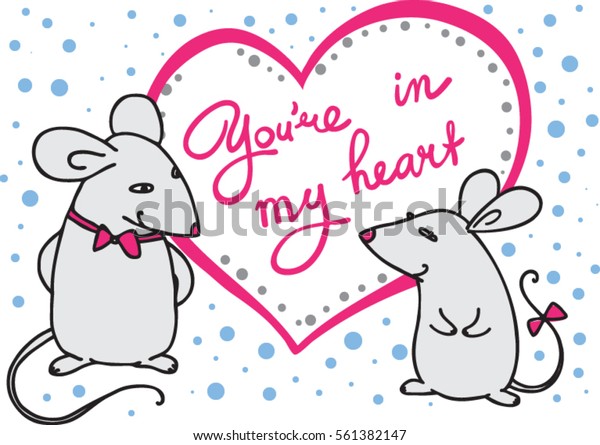 Two Mouse Love Heart Valentines Day Stock Vector (Royalty Free ...
