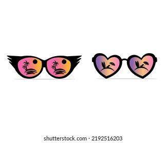 Two Object Glasses Beach Illustrations Vector Stock Vector (Royalty ...