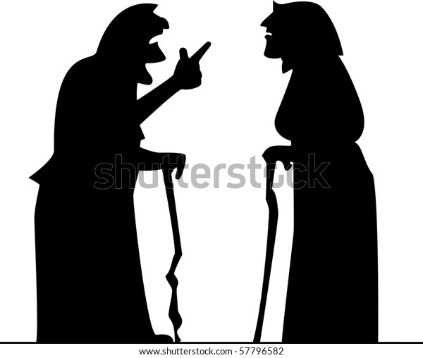 Two Old Women Talk Stock Vector (Royalty Free) 57796582