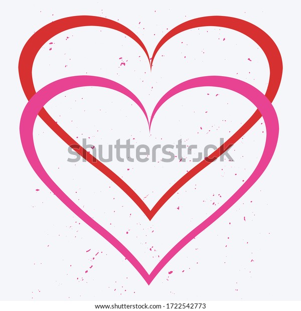 Two Overlapping Red Pink Heart Vector Stock Vector (Royalty Free ...