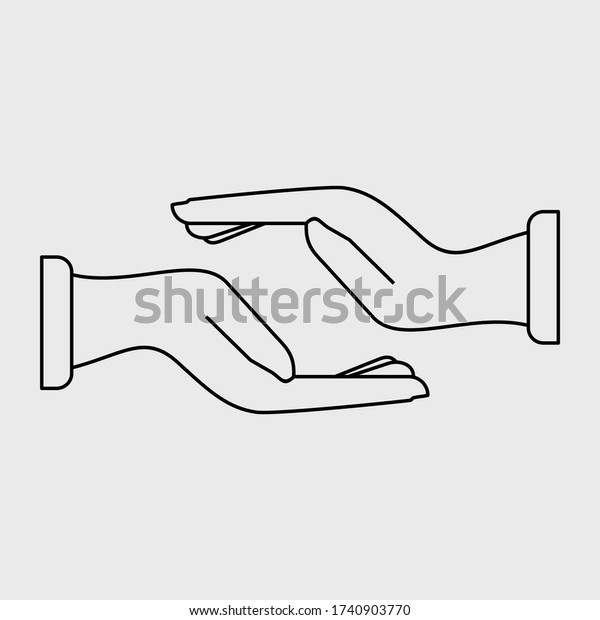 Two Palms Hand Illustration Outline Style Stock Vector (Royalty Free ...