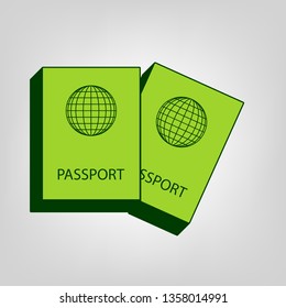 Two Passports Sign Illustration Vector Yellow Stock Vector (Royalty ...