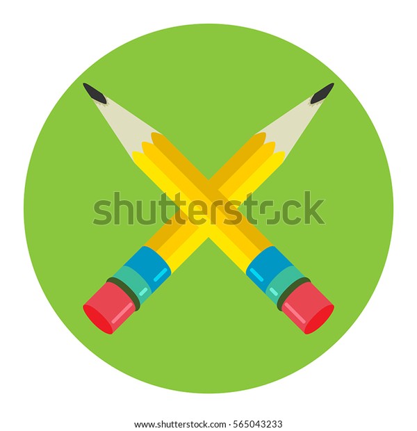 Two Pencil Icon Flat Vector Logo: vector de stock (libre de regalías ...