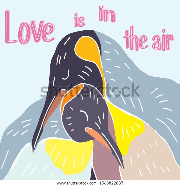 Two Penguins Love Drawing Stock Vector (Royalty Free) 1568822887