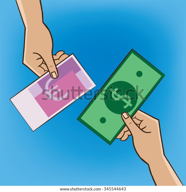 Two People Changing Money Replacement Exchange Stock Vector (Royalty ...