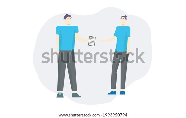 Two People Communicate Young Man Transfers Stock Vector (Royalty Free ...