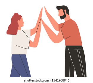 Two People Giving High Five Isolated Stock Vector (Royalty Free ...
